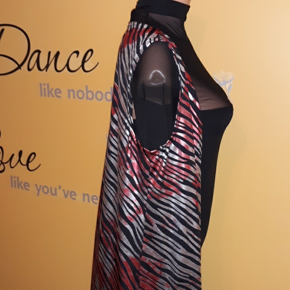Tops | Custom Metallic Silver Black Red Duster Size Lar | Poshmark